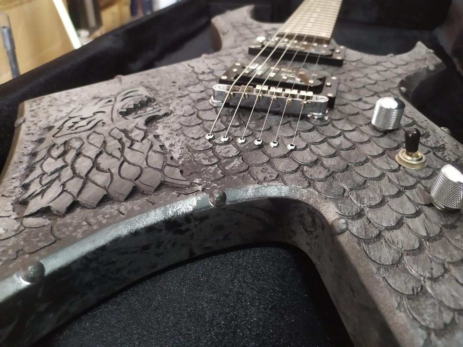 Game of Thrones Guitar – Warlock Carved GOT - Custom Guitar Builder Online